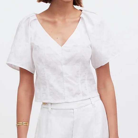 Madewell | Tops | Like New Madewell Mc Coy White Floral Darted Vneck ...